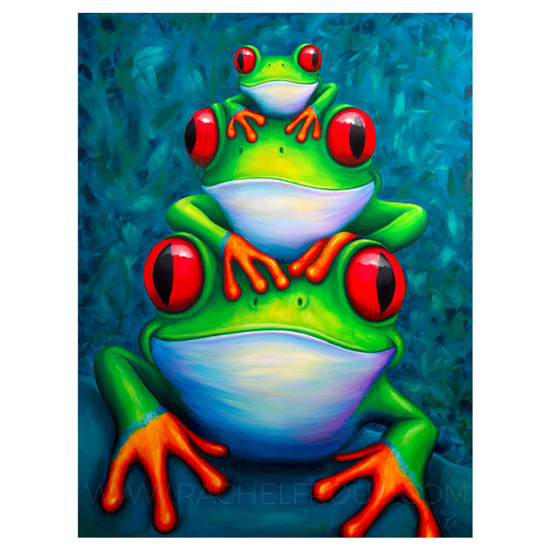 Tree Frog Family – 30″ x 40″ - Rachel Froud
